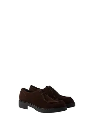 Prada Chocolate Suede Lace-up Shoes