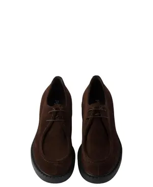 Prada Chocolate Suede Lace-up Shoes
