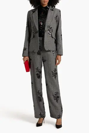 MIKAEL AGHAL Sequin-embellished Herringbone Tweed Suit