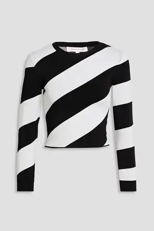Carolina Herrera Striped Stretch-knit Top - White