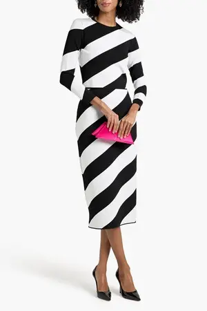 Carolina Herrera Striped Stretch-knit Top - White