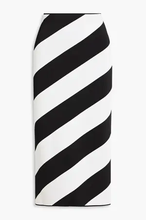Carolina Herrera Striped Jacquard-knit Midi Skirt - Black