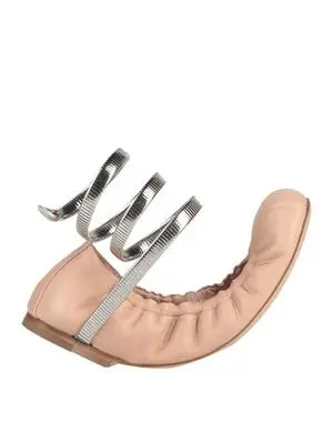 Rene Caovilla Ballet Flats With Lace-up Detailing - Blush