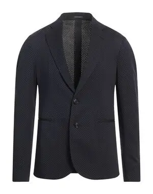 Emporio Armani Single-Breasted Checked Jacquard Blazer Navy