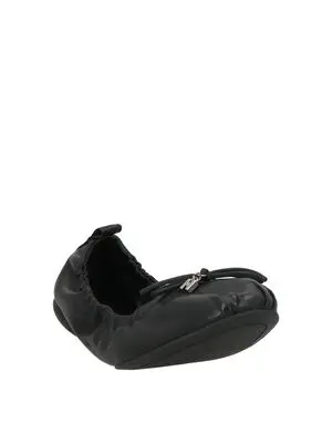 Hogan Ballet Flats In Leather With Bow Detailing - Black