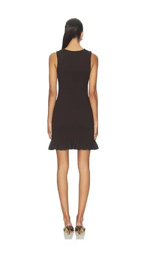 Onia Air Linen Smocked Boatneck Dress - Espresso