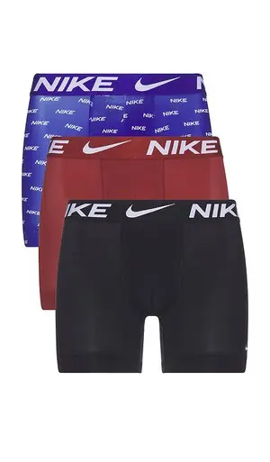 Nike Essential Micro Boxer Brief 3 Pack In Black Blue - Deep Night Nike Print  Mars Stone  & Bla