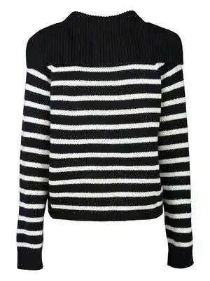 ALLUDE Striped Buttoned Cardigan