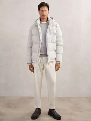 REISS Reggie Quilted Zip-through Puffer Jacket - Light Stone