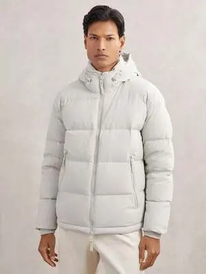 REISS Reggie Quilted Zip-through Puffer Jacket - Light Stone