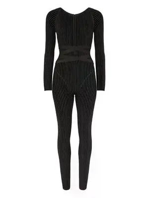 Manière De Voir Ribbed Knit Belted Jumpsuit - Grey