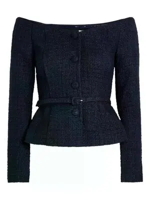 Roland Mouret Off-shoulder Tweed Top - Blue