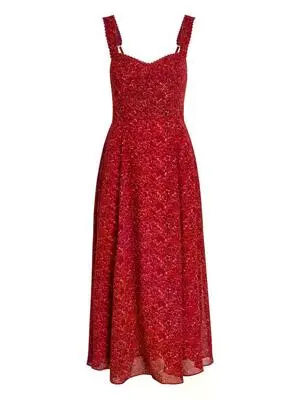 REFORMATION Floral Midi Dress - Red