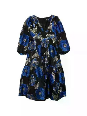 SISTER JANE Floral Jacquard Midi Dress - Blue
