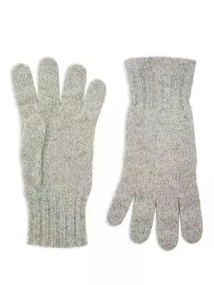 John Smedley Ribbed Knitted Gloves - Grey