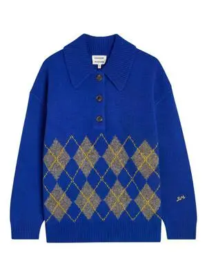 DAMSON MADDER Half-button Sweater - Blue