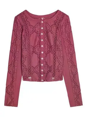 Free People Floral-lace Button-up Cardigan