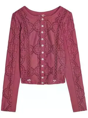 Free People Floral-lace Button-up Cardigan