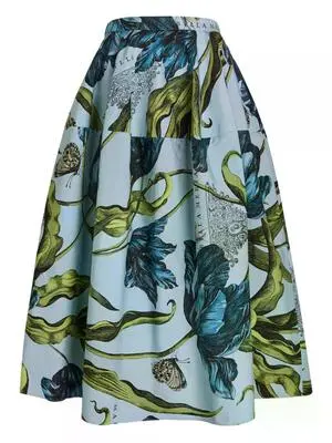 Erdem Floral Butterfly Print Skirt - Blue