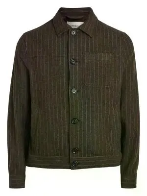 Oliver Peoples Buffalo Pinstripe Button Shirt Jacket - Brown