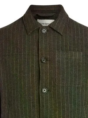 Oliver Peoples Buffalo Pinstripe Button Shirt Jacket - Brown