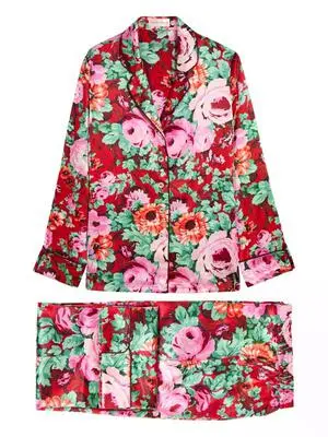 Olivia Von Halle Floral Print Pyjama Set - Red