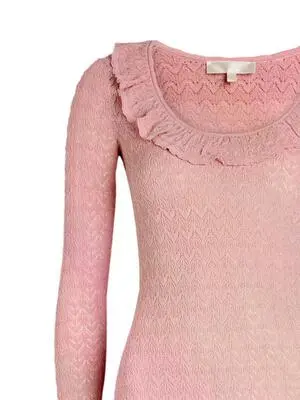 LoveShackFancy Tawnie Ruffled Knit Maxi Dress - Pink