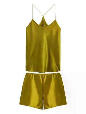 Olivia Von Halle Bella Satin Silk Pyjama Set - Yellow