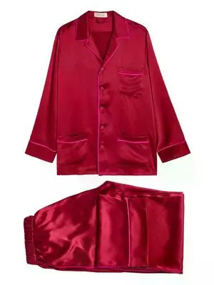 Olivia Von Halle Yves Piped Pyjama Set - Red