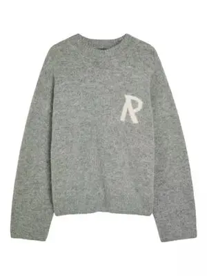 REPRESENT Letter Appliqué Crew-neck Sweater - Grey