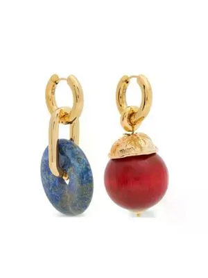 Timeless Pearly Wood And Chalcedony Hoop Earrings - Gold