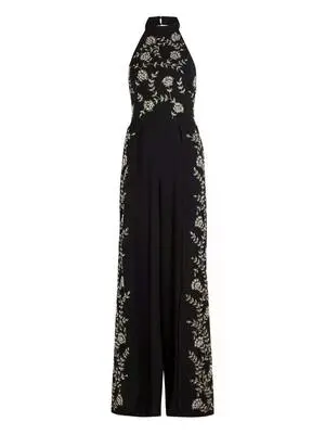 Alice + Olivia Floral-embroidered Jumpsuit - Black