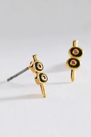 Anthropologie Icon Stud Earrings - Olive