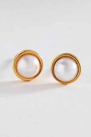 Anthropologie Icon Stud Earrings - Pearl