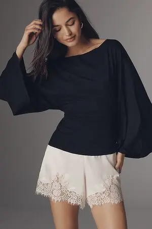 Semi-Sheer Blouses with Blouson Sleeves
