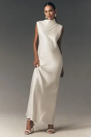 Bhldn Satin Column Knot Maxi Dress