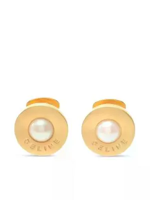 Celine Logo-engraved Clip-on Earrings - Gold