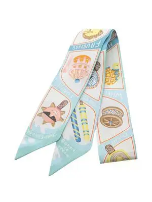 Hermès 2010s Funny Ice Cream Ribbon Scarf - White