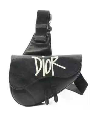Dior 2000s Leather Saddle Messenger Bag - Black