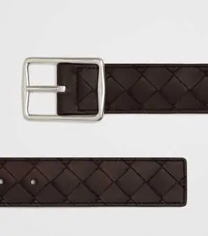 Bottega Veneta Leather Intrecciato Reversible Belt - Brown