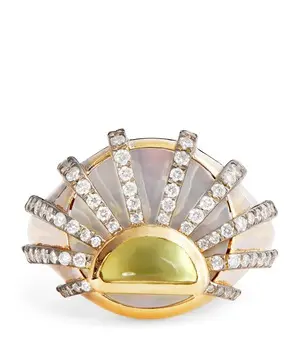 L'ATELIER NAWBAR Yellow Ring With Diamond, Citrine And Pearl - Gold
