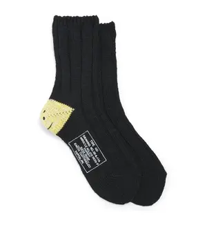 Kapital Cotton-blend Happy Heel Crew Socks - Black