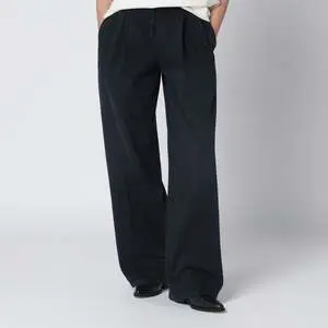 GOLDEN GOOSE Wide-leg Cotton Trousers - Black