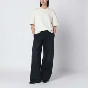 GOLDEN GOOSE Wide-leg Cotton Trousers - Black