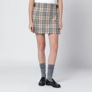 Burberry Wool Mini Kilt With Check Pattern