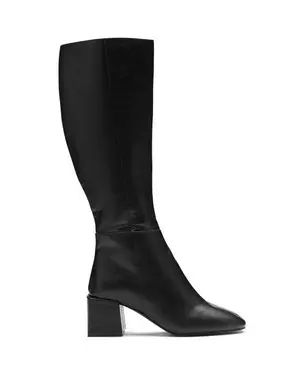 Black Square Toe Heeled Boots