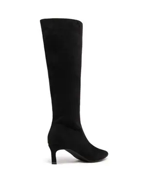 THERAPY AUSTRALIA Dove Pointed Toe Stiletto Heel Tall Boot - Black Microsuede