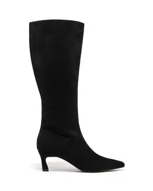 THERAPY AUSTRALIA Dove Pointed Toe Stiletto Heel Tall Boot - Black Microsuede