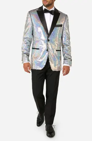 Opposuits Holographic Sequins Dinner Jacket - Silver
