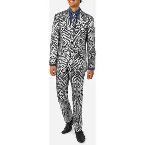 Opposuits Silver Geo Star Slim Fit Two-piece Suit & Tie Set